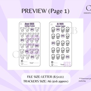 Savings Tracker / BTS / BT21 / Printable PDF / A6 Trackers / Save for ...