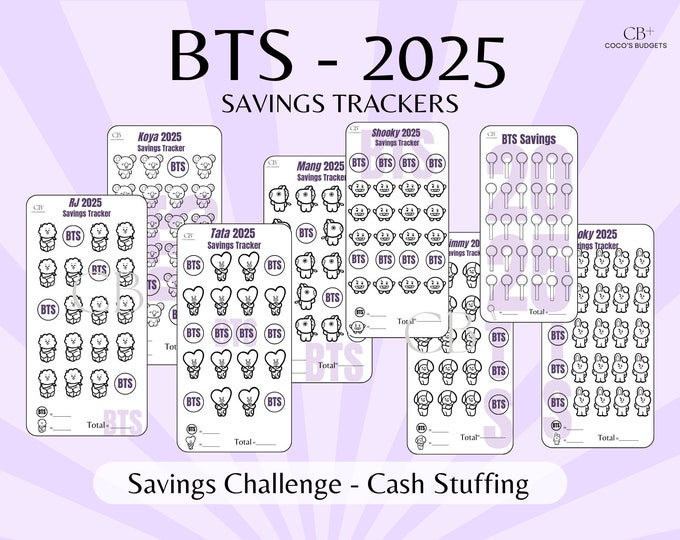 Savings Tracker / BTS / BT21 / Printable PDF / A6 Trackers / Save for ...