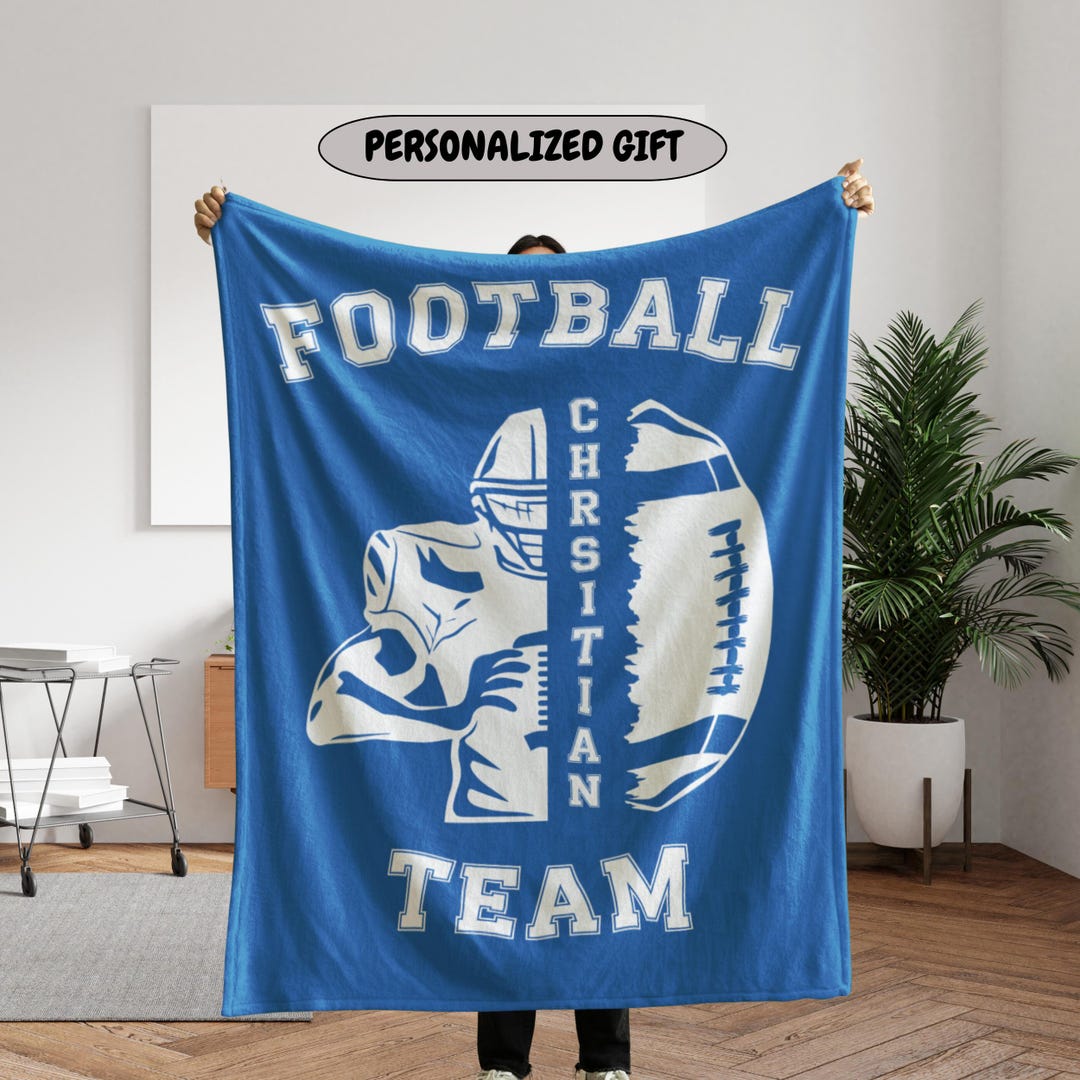 Custom Football Blanket, Personalized Sports Team Throw, Name and Team ...