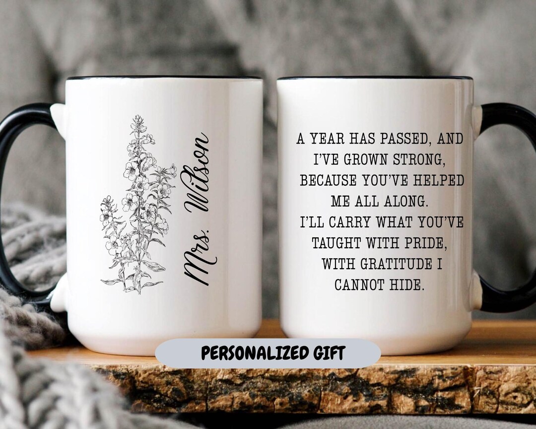 Personalized Teacher Mug,end of Year Poem Mug With Name,floral Design ...