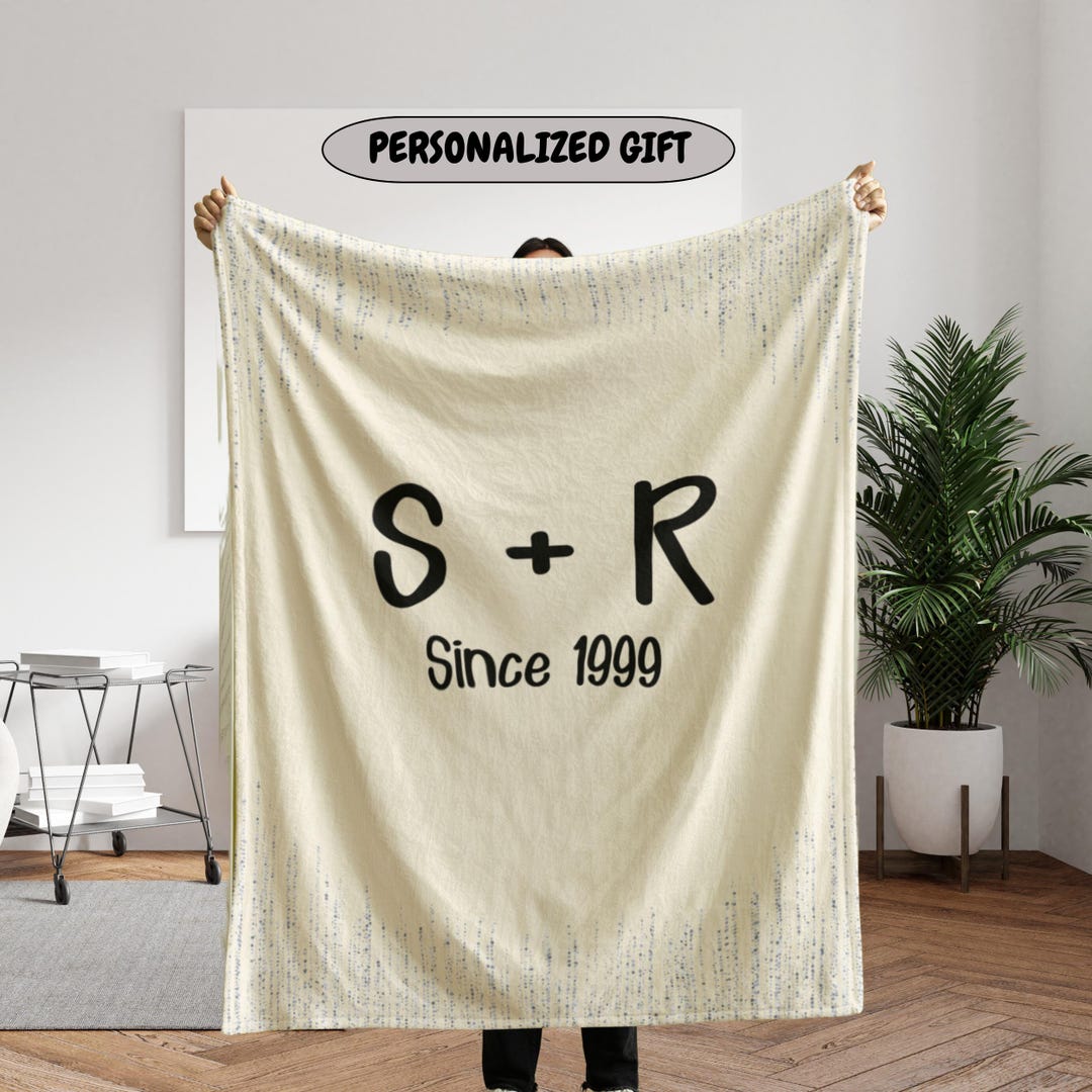 Custom Blanket With Initials and Date, Elegant and Minimalist Design ...