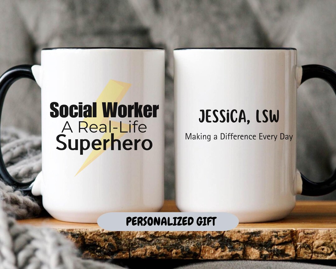 Social Worker Mug, Real-life Superhero Mug, Custom Name Gift for Social ...