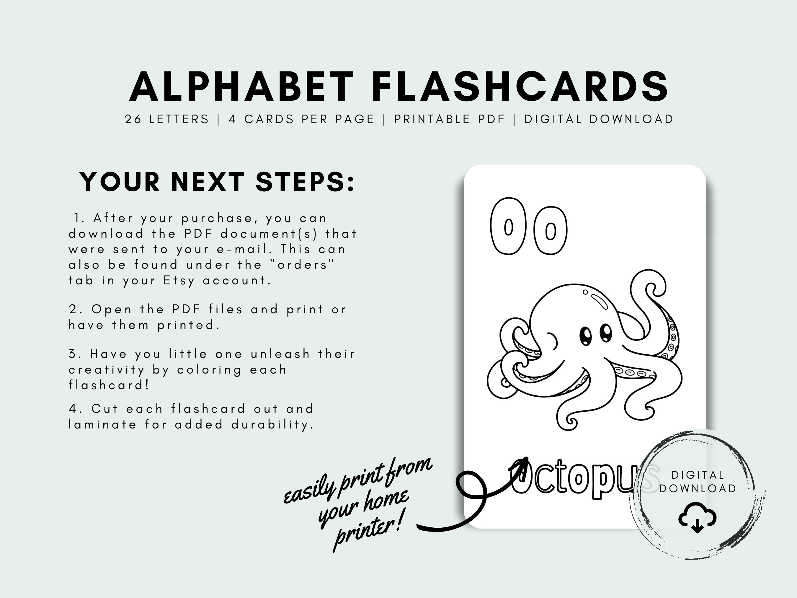 Printable Flashcards Alphabet Flashcards Digital Flashcards - Etsy UK