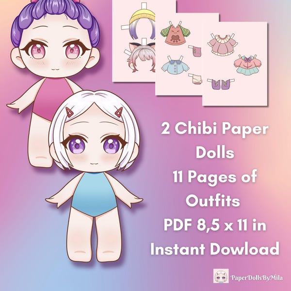 Chibi Printable Paper Dolls - Etsy