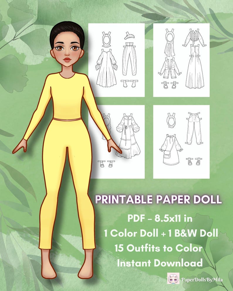 Printable Muslim Paper Doll for Kids Ages 7-12. Cut, Color, Dress up ...