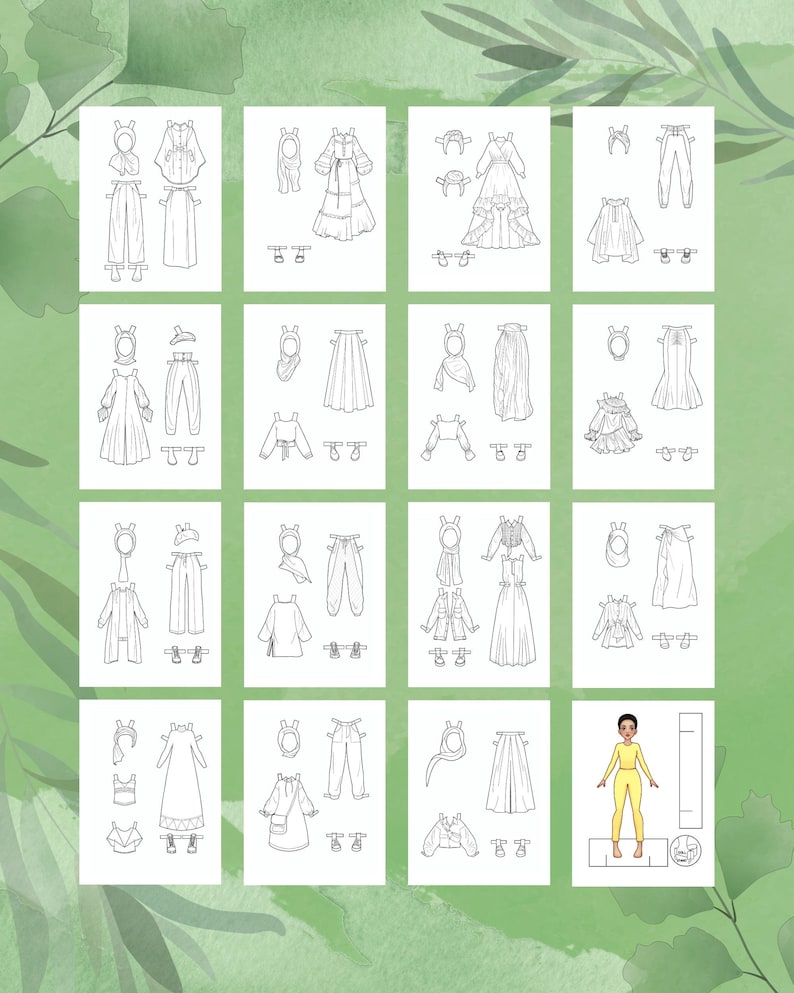 Printable Muslim Paper Doll for Kids Ages 7-12. Cut, Color, Dress up ...