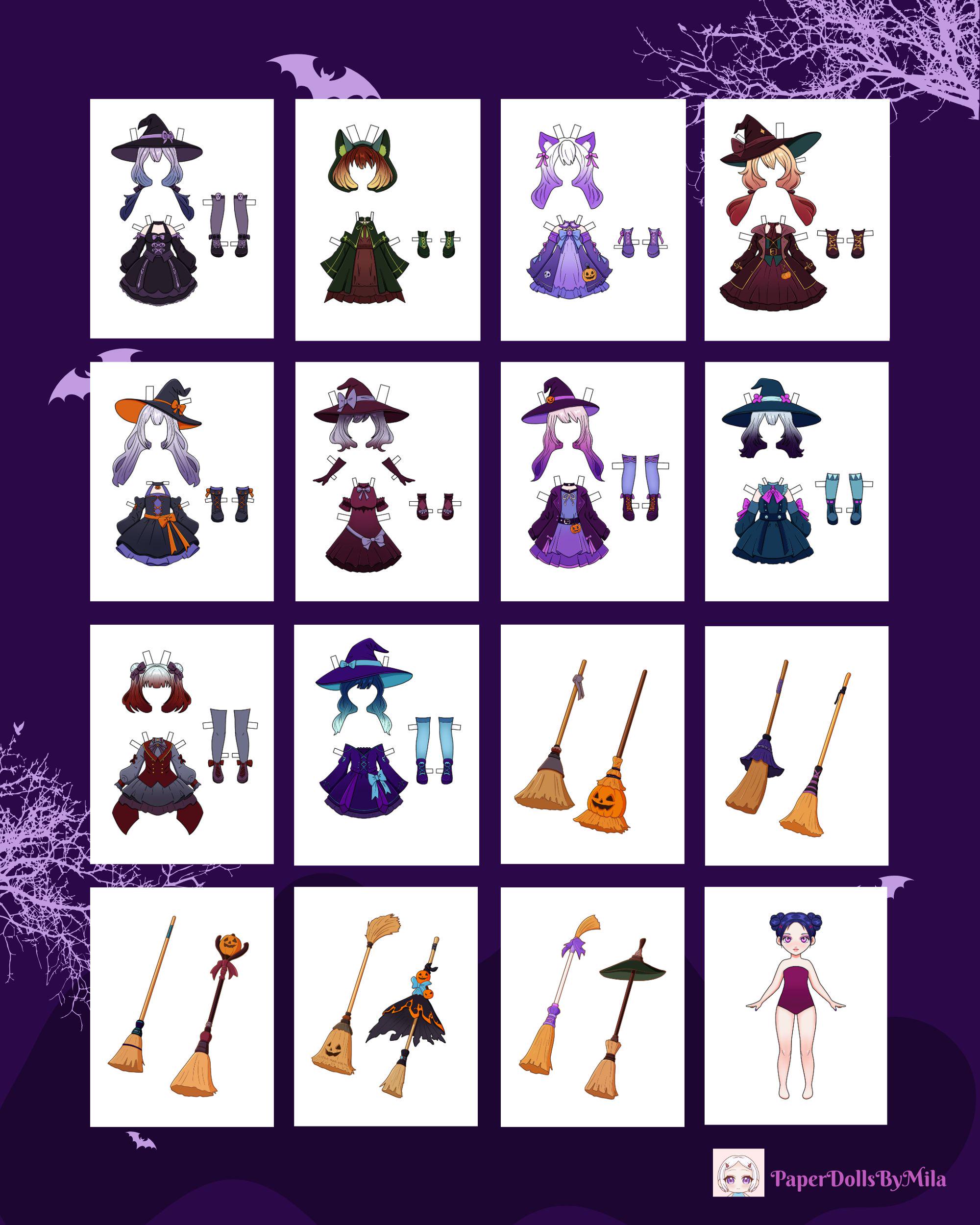 Printable Anime Witch Cut Out Paper Doll (instant Download PDF) - Etsy
