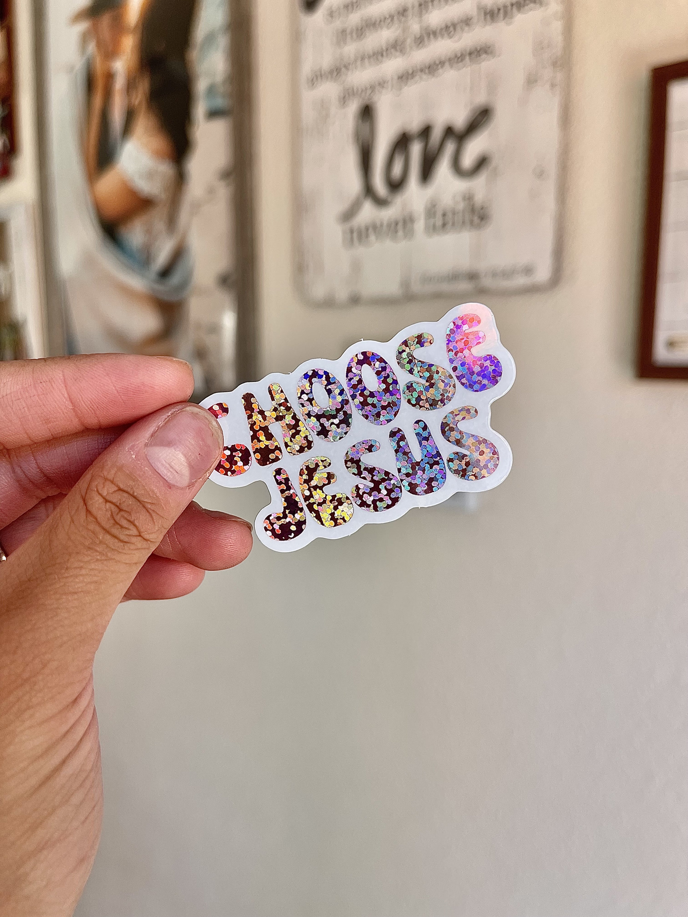 Choose Jesus Glitter Die Cut Sticker, Religious Sticker, Faith Sticker ...