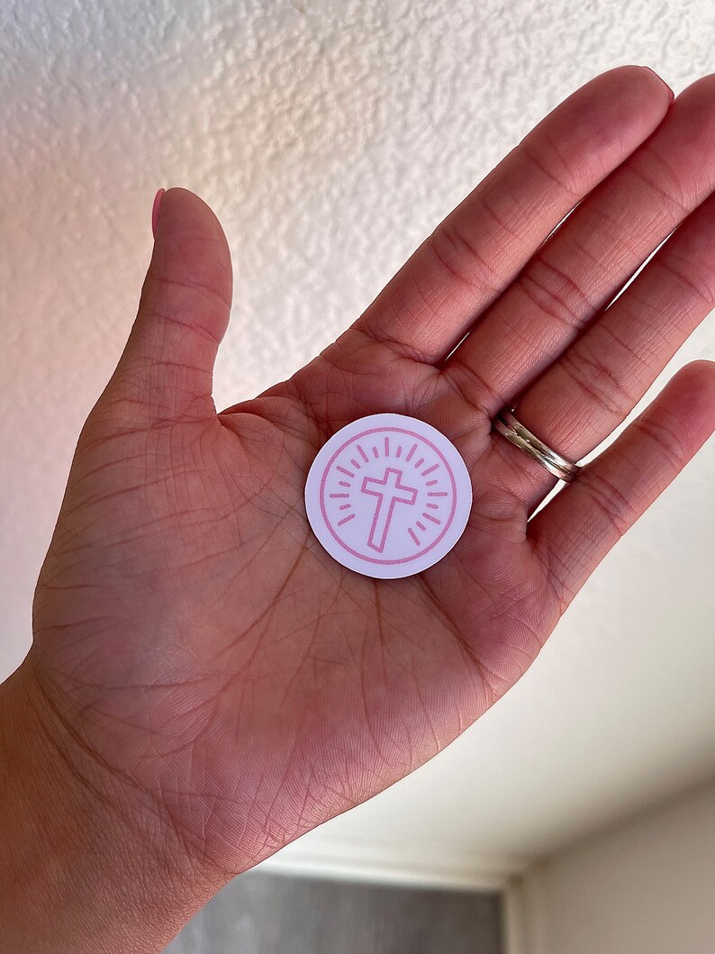 Pink Cross Logo Sticker | Pink Cross Religious Sticker | Water Bottle ...