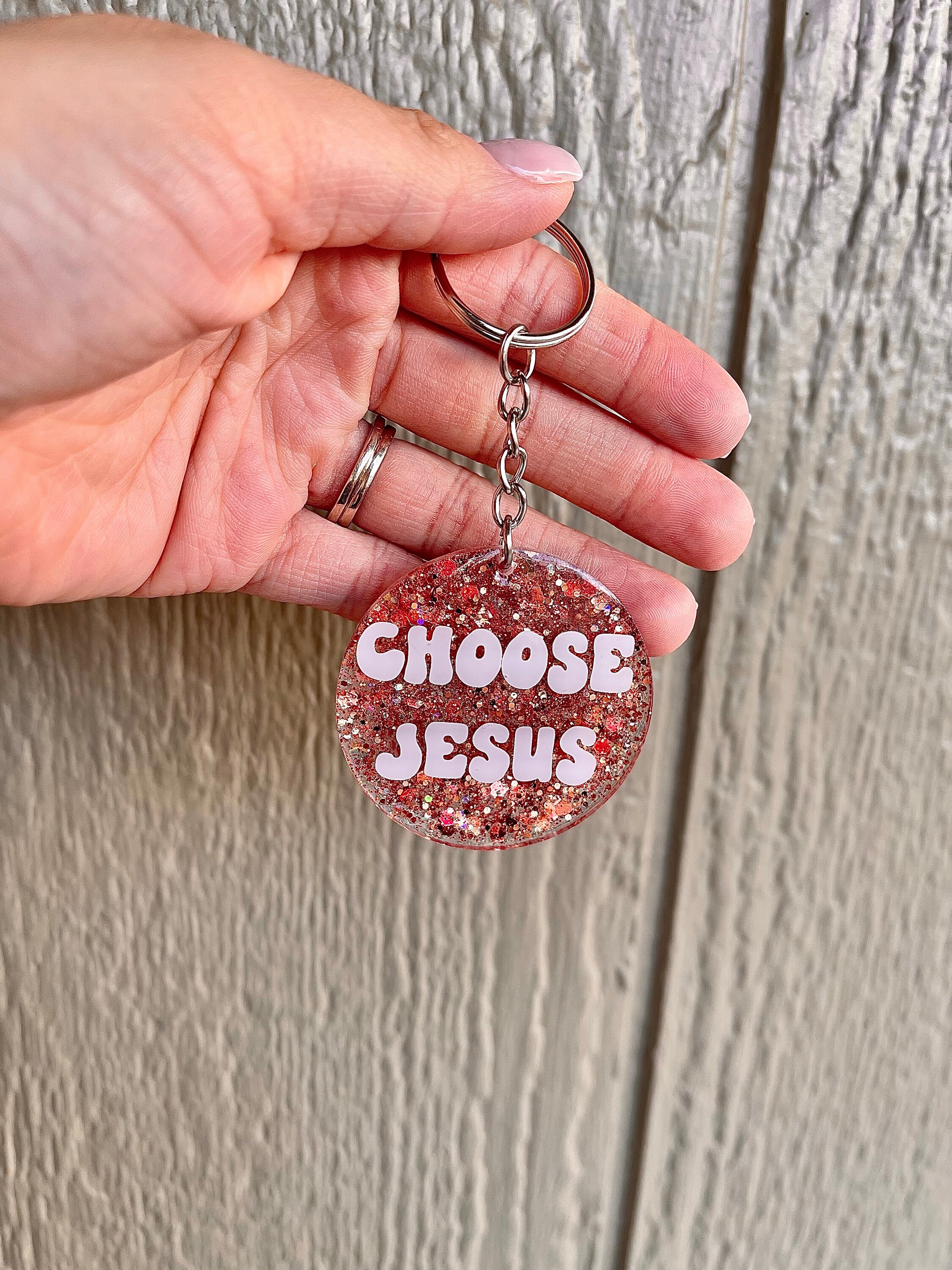 Choose Jesus Pumpkin Orange Glitter Christian Keychain Religious ...