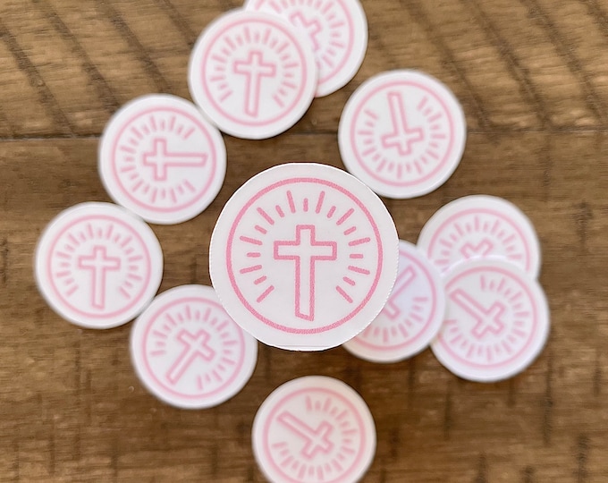 Pink Cross Logo Sticker Pink Cross Religious Sticker Water - Etsy