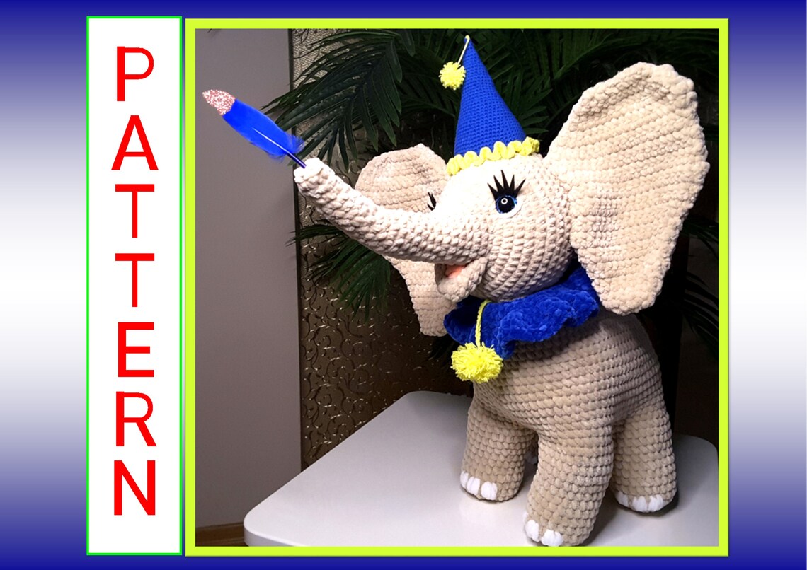CROCHET PATTERN Elephant Toy Pattern Amigurumi Animal Pattern Stuffed ...