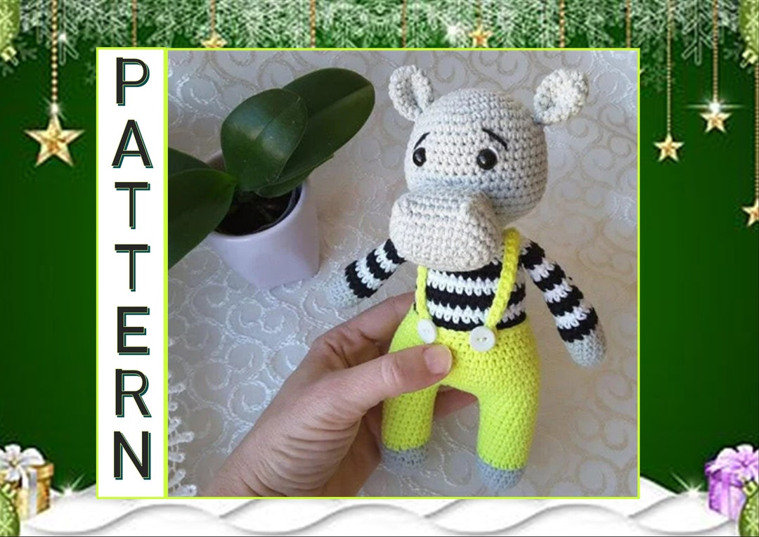 CROCHET PATTERN Hippo Toy Pattern Amigurumi Animal Pattern Stuffed Toy ...