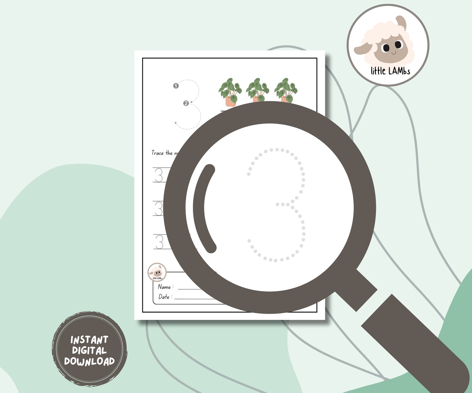 STAGE 3 - Number Tracing Worksheets Printable With Counting Exercise - Etsy