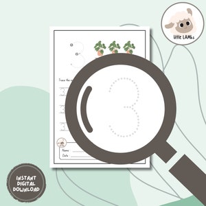 STAGE 3 - Number Tracing Worksheets Printable With Counting Exercise - Etsy