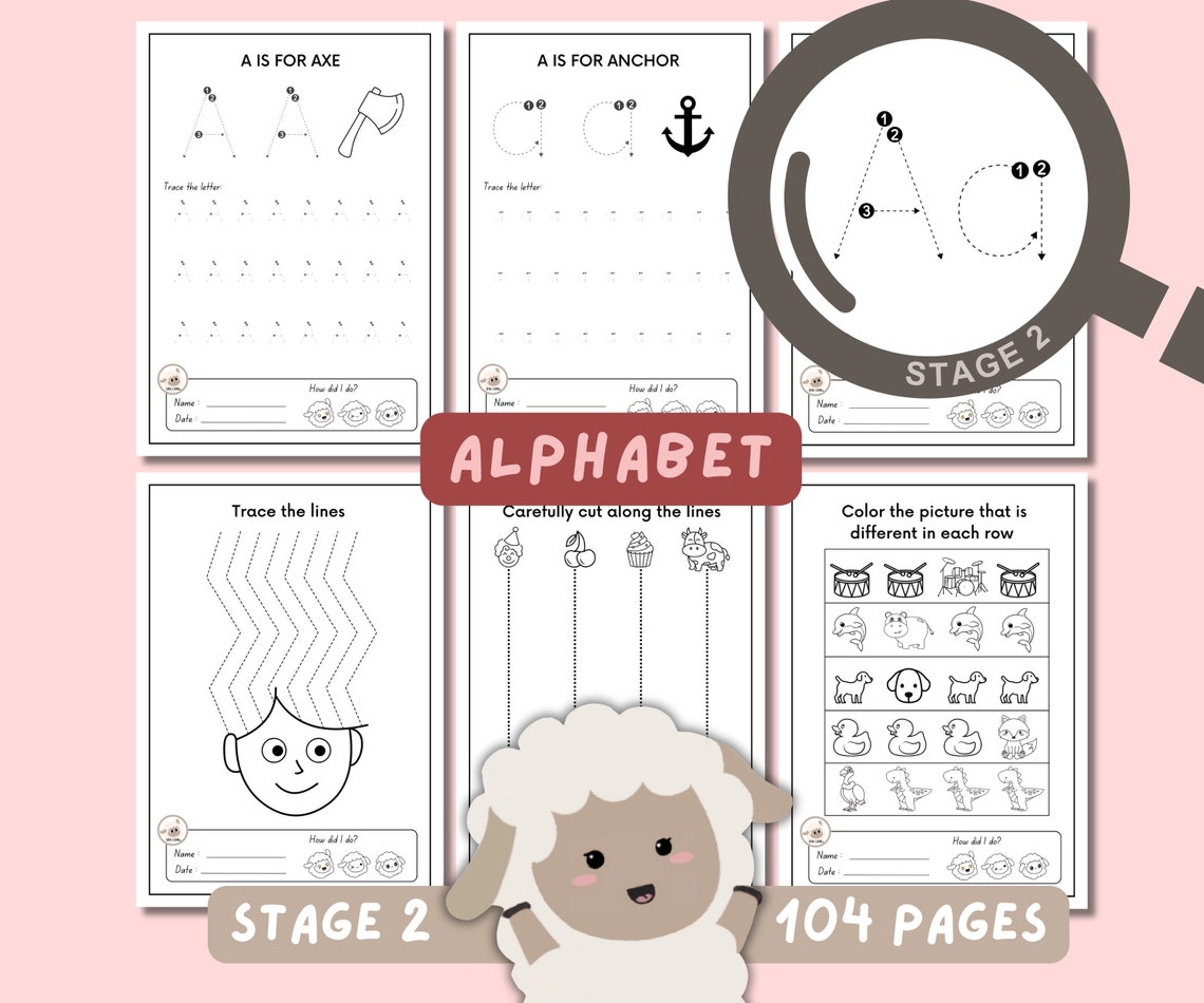 STAGE 2 - Alphabet Letter Tracing Worksheets Printable - Upper & Lower ...