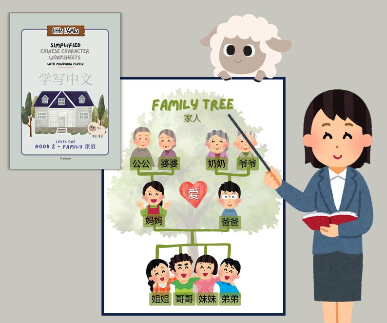 Printable Chinese Characters Tracing Worksheets - Family Members ...