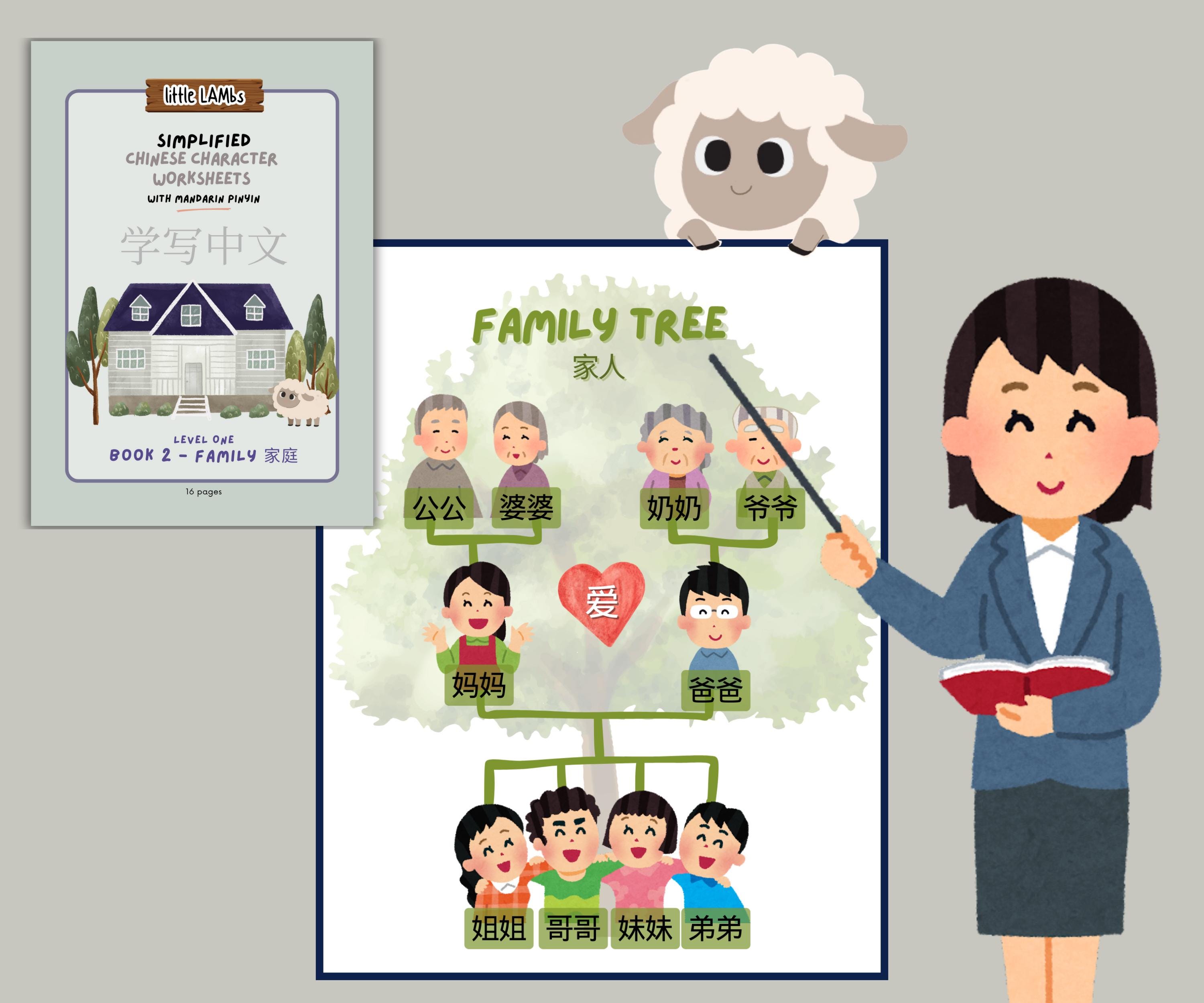 Printable Chinese Characters Tracing Worksheets - Family Members ...