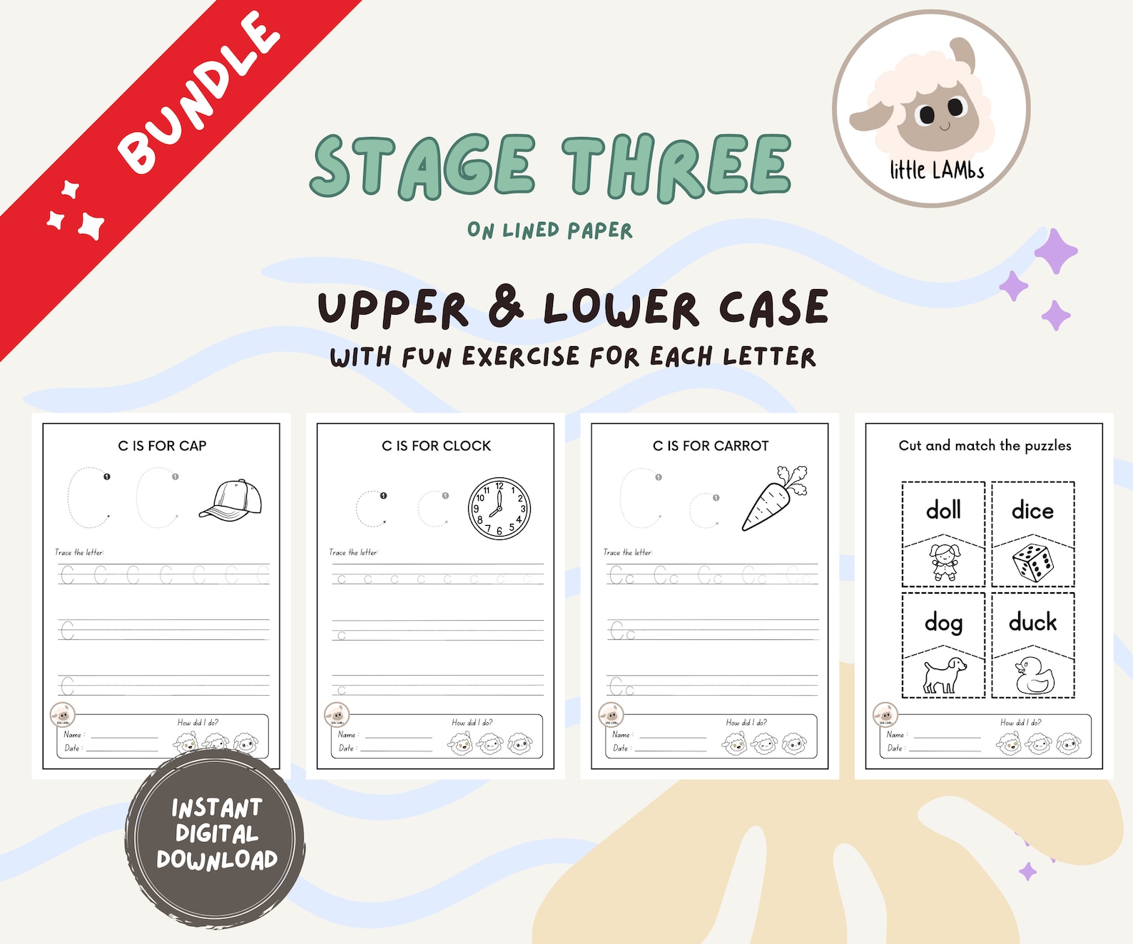 STAGE 3 - Alphabet Letter Tracing Worksheets Printable - Upper & Lower ...