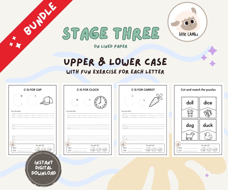 STAGE 3 - Alphabet Letter Tracing Worksheets Printable - Upper & Lower ...