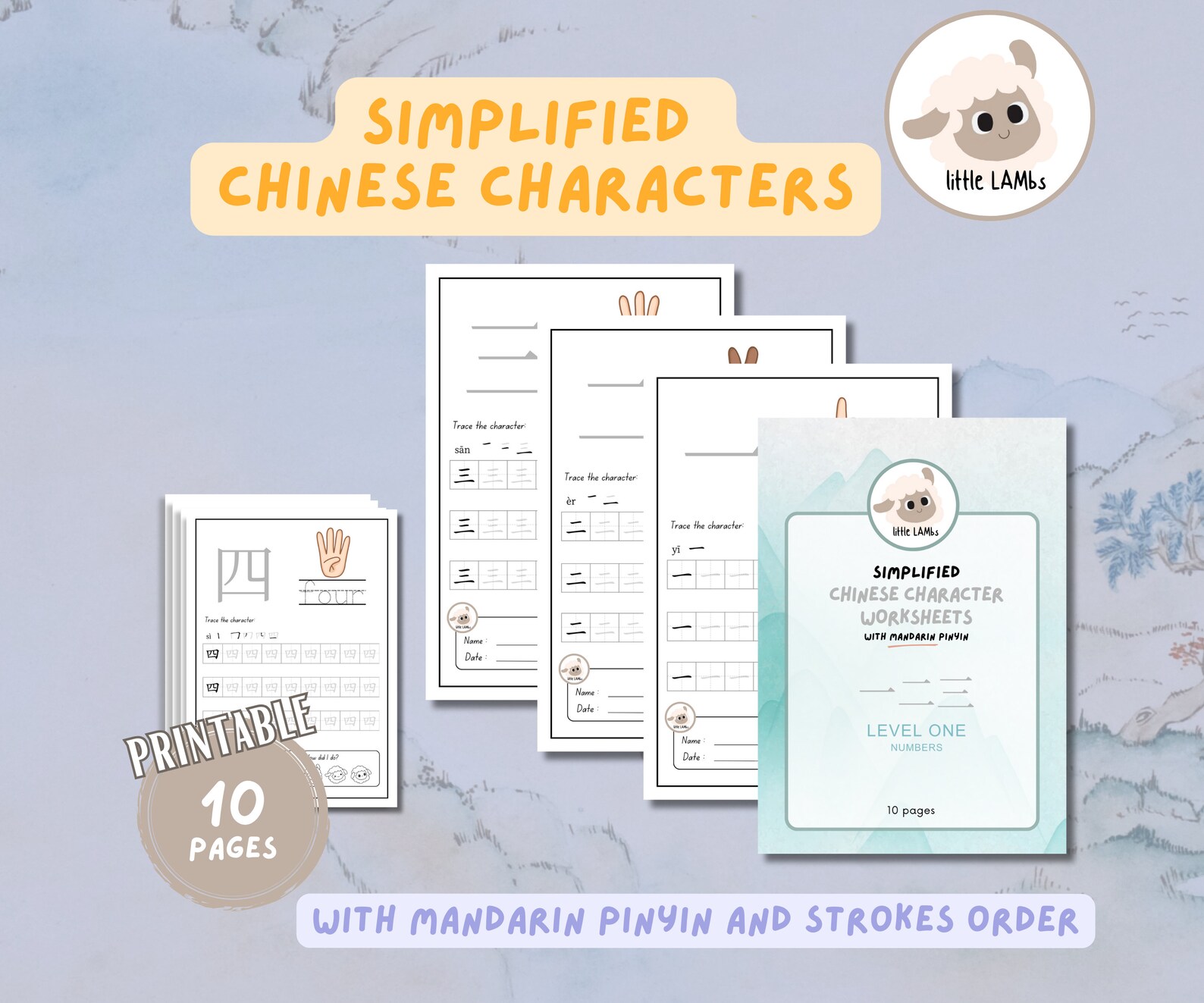 Printable Simplified Chinese Number Tracing Worksheets 1 to 10 ...