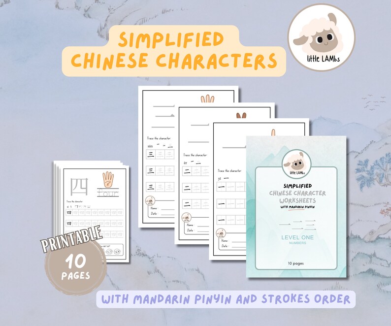 Printable Simplified Chinese Number Tracing Worksheets 1 to 10 ...