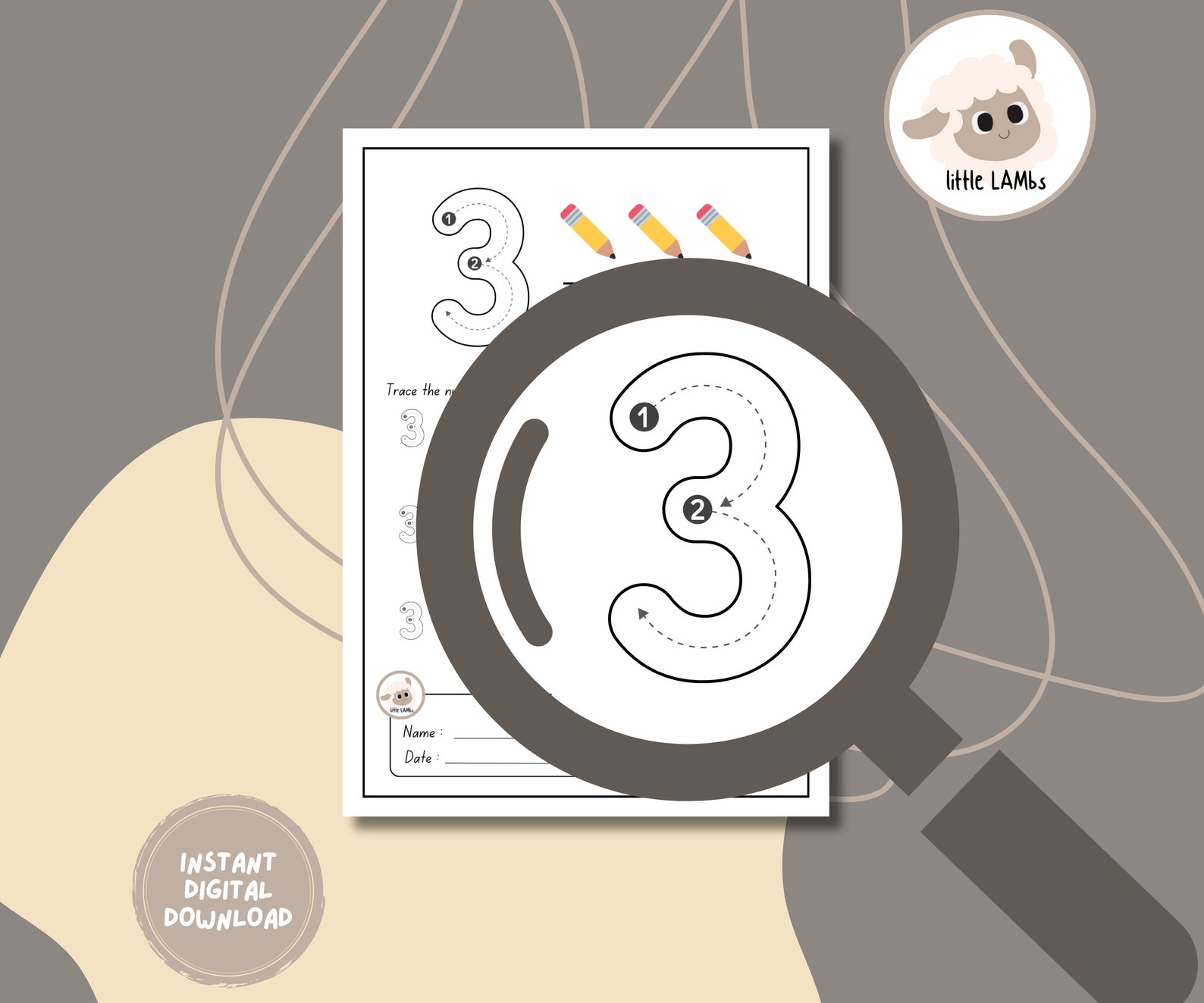 STAGE 1 - Number Tracing Worksheets Printable With Counting Exercise - Etsy
