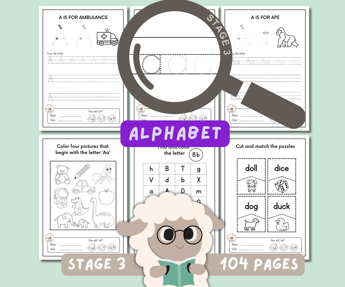 STAGE 3 - Alphabet Letter Tracing Worksheets Printable - Upper & Lower ...