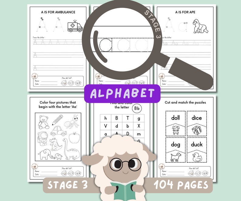 STAGE 3 - Alphabet Letter Tracing Worksheets Printable - Upper & Lower ...