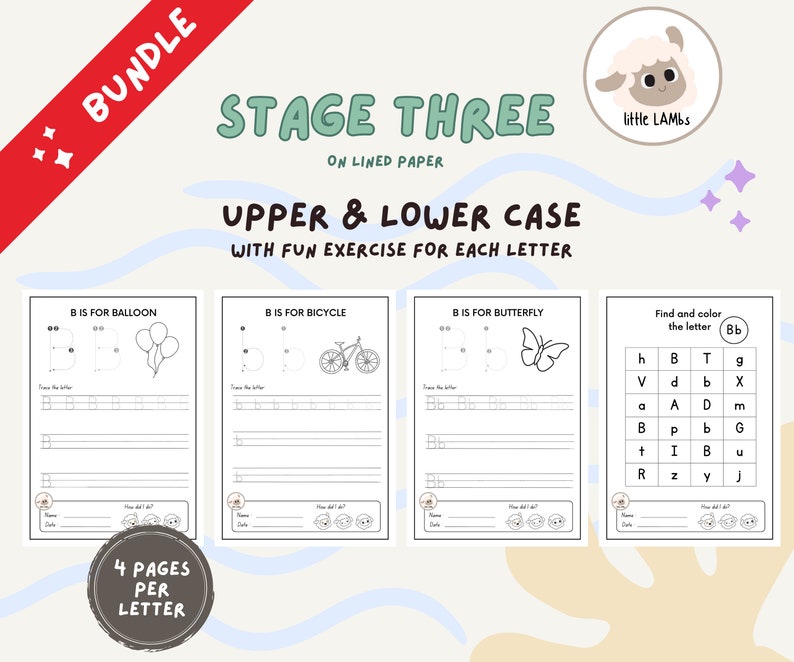 STAGE 3 - Alphabet Letter Tracing Worksheets Printable - Upper & Lower ...