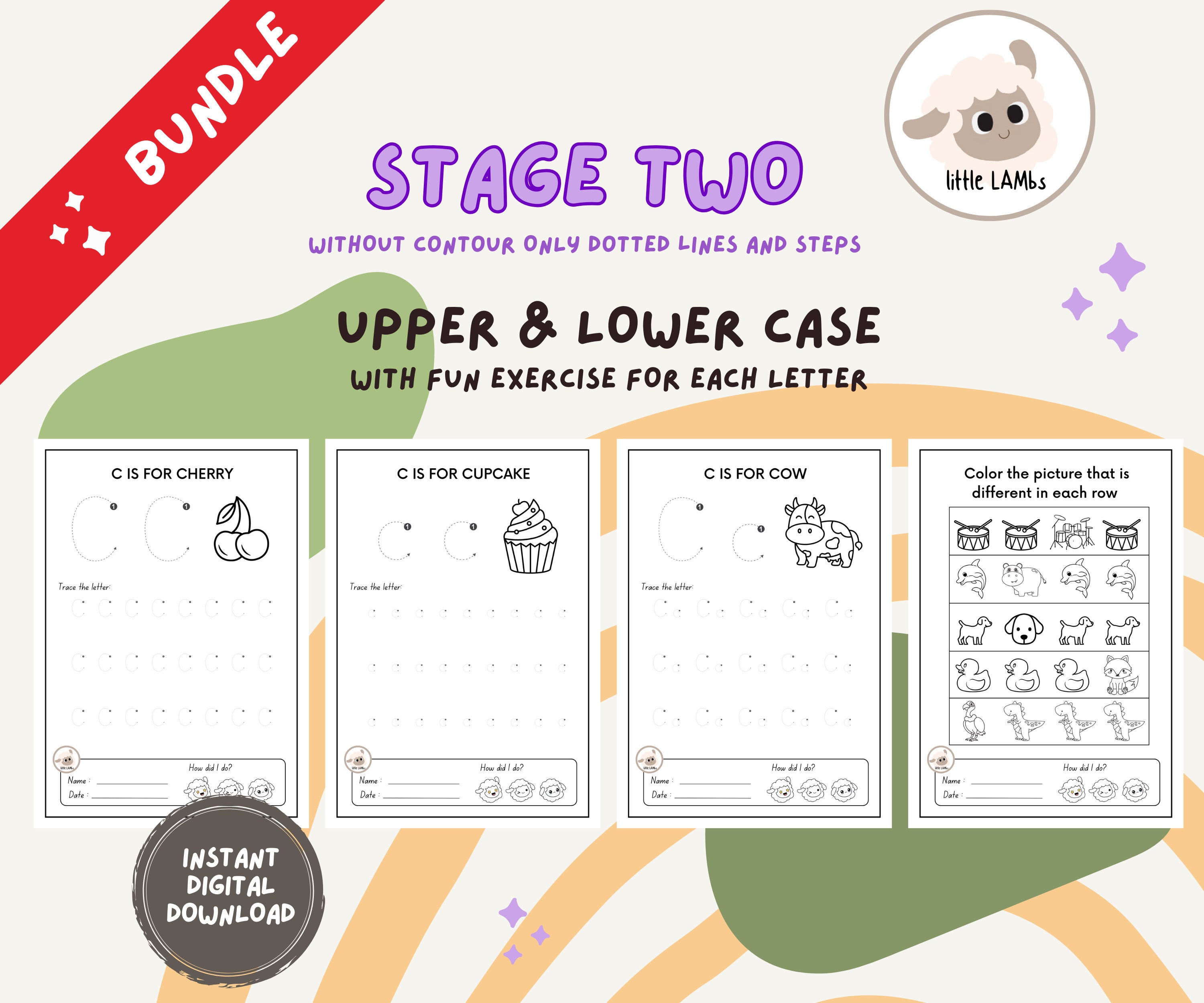 STAGE 2 - Alphabet Letter Tracing Worksheets Printable - Upper & Lower ...