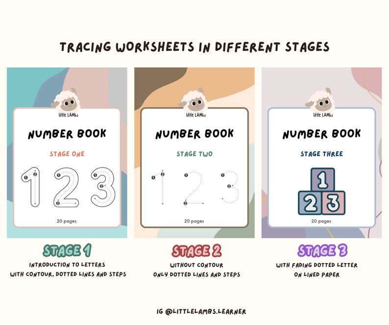 STAGE 2 - Number Tracing Worksheets Printable With Counting Exercise - Etsy