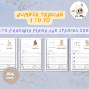 Printable Simplified Chinese Number Tracing Worksheets 1 to 10 ...
