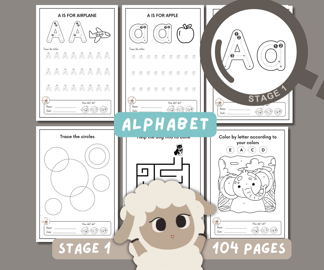 STAGE 1 - Alphabet Tracing Printable Worksheets - Upper & Lower Case ...