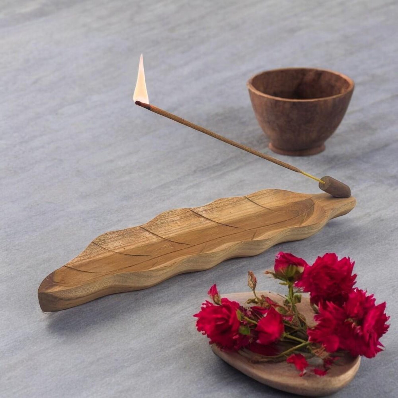 Incense Stick Burner - Teak Root Leaf - Etsy
