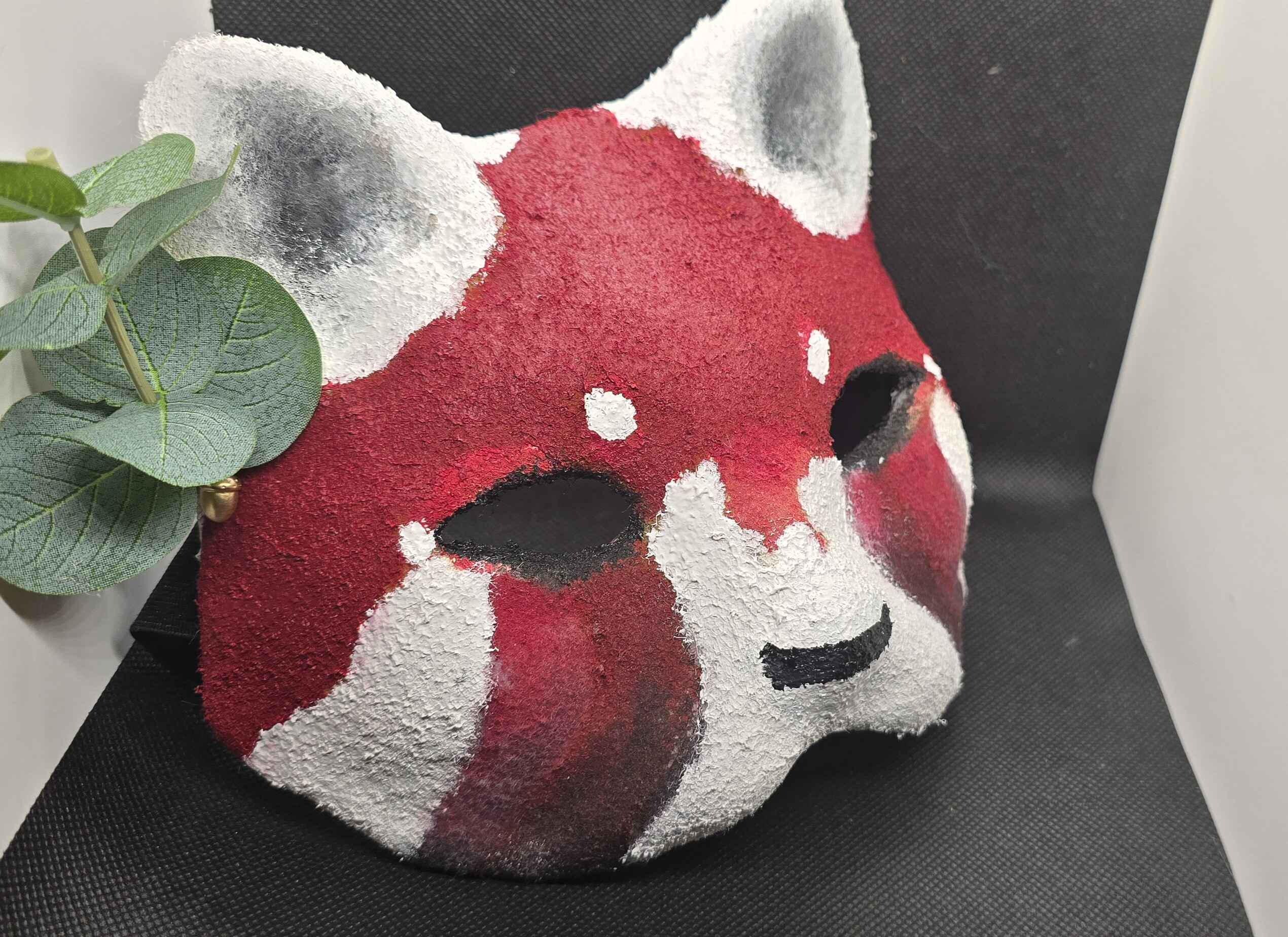 Red Penda Therian/furry Cosplay Mask - Removable Earring! / Felted ...