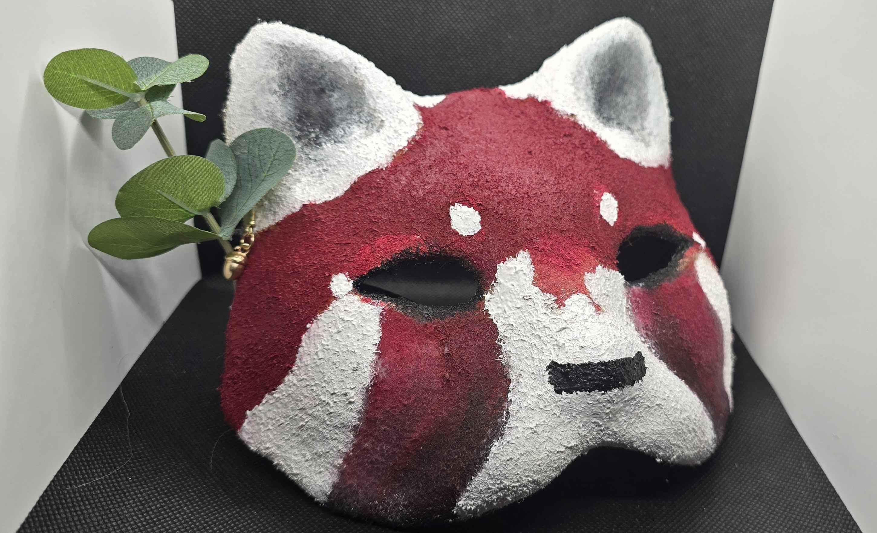 Red Penda Therian/furry Cosplay Mask - Removable Earring! / Felted ...