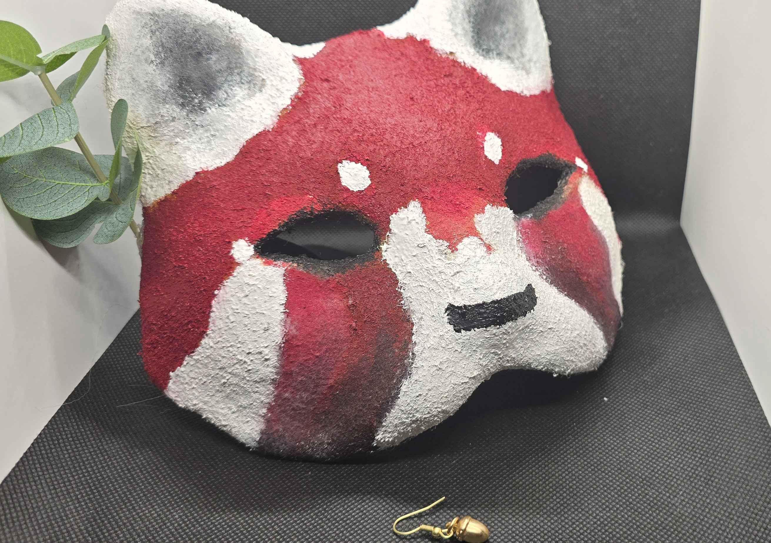 Red Penda Therian/furry Cosplay Mask - Removable Earring! / Felted ...