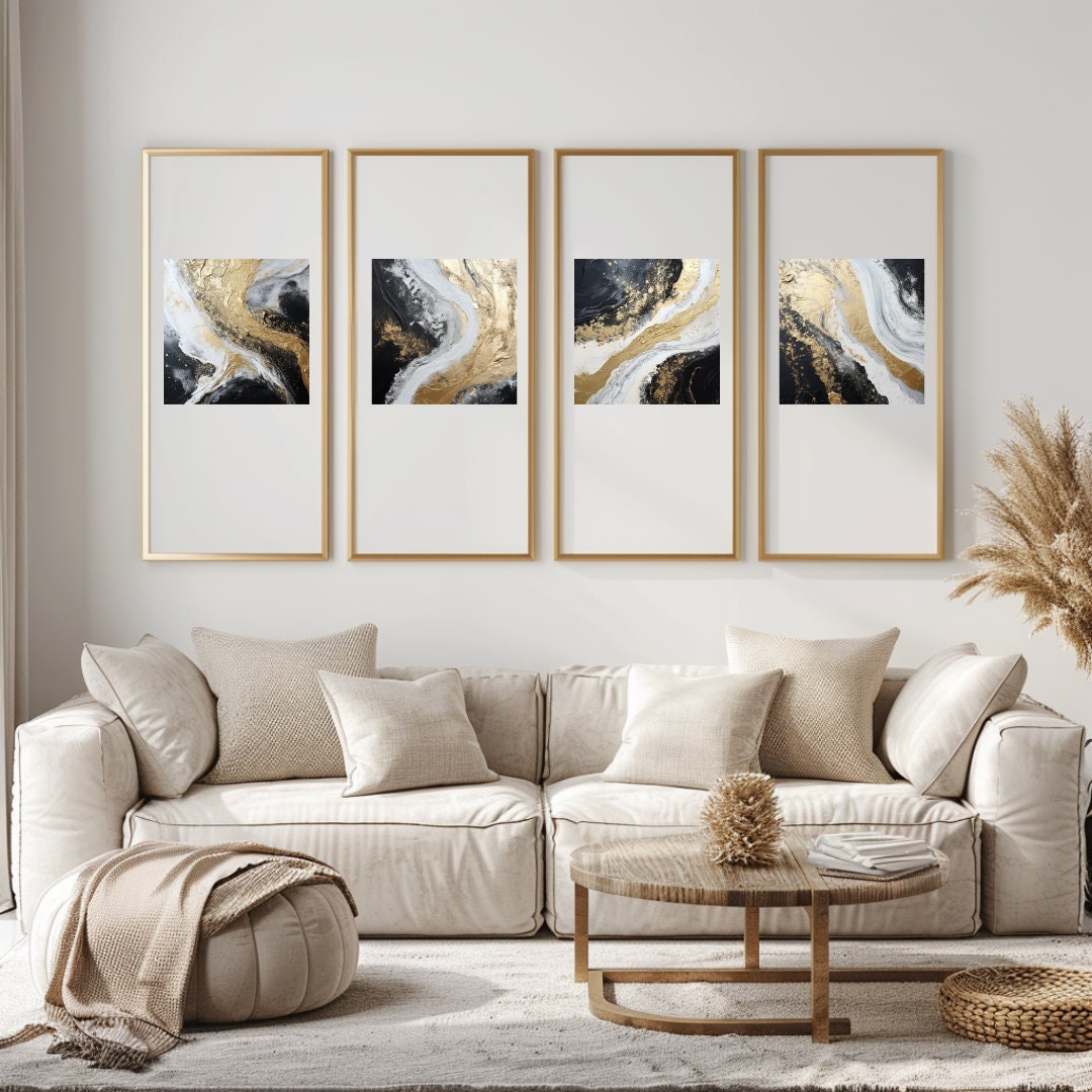 Set of 4 Prints, DIGITAL Prints, Wall Art, Abstract Prints, Textured ...