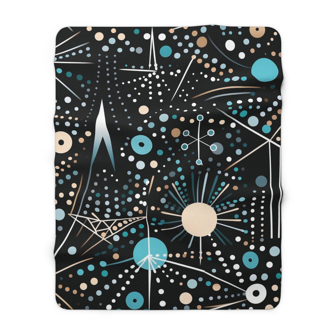 Retro 50's Atomic Space Age Print Sherpa Fleece Blanket - Etsy