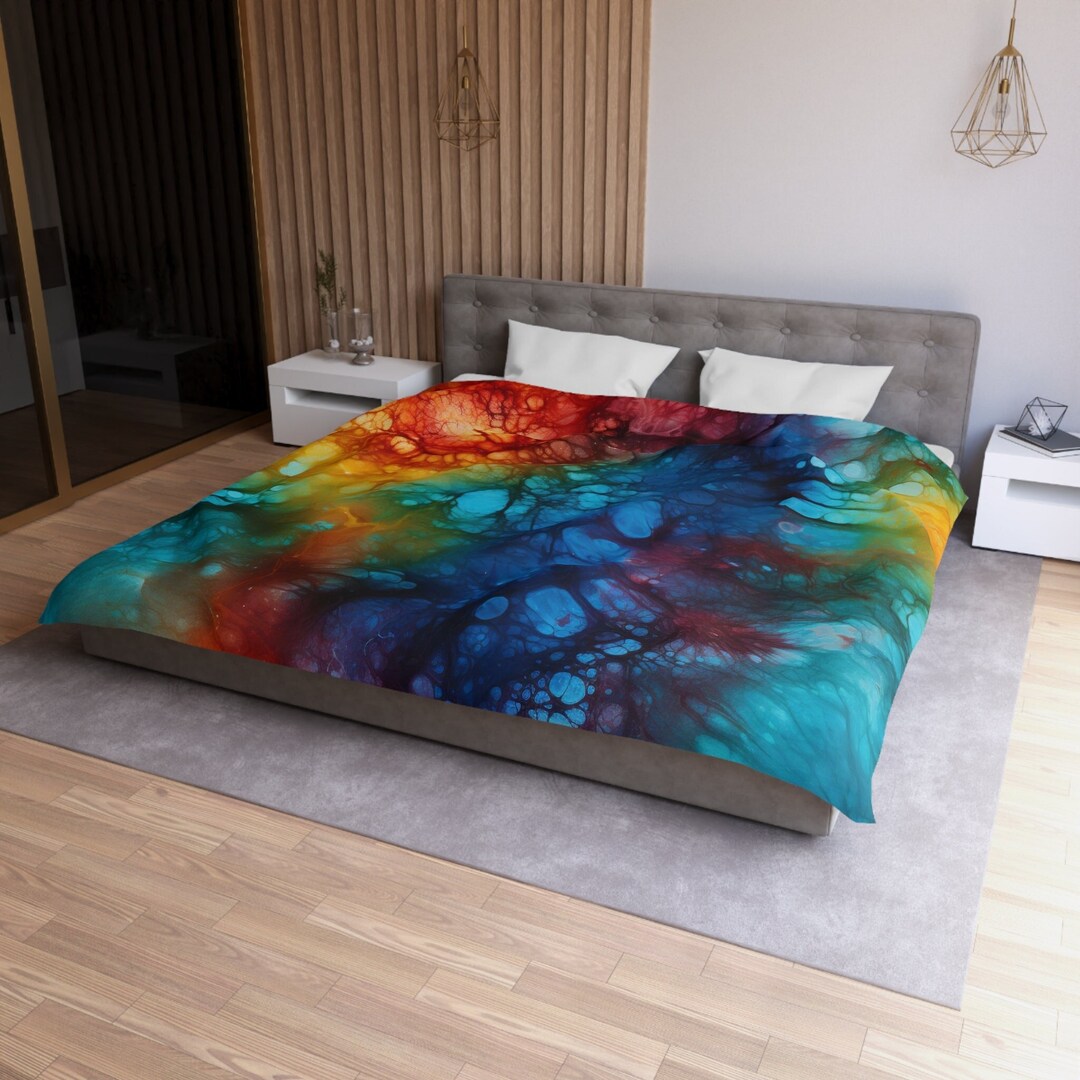 Abstract Tie Dye Print Microfiber Duvet Cover, Perplexing, Stylistic, a ...