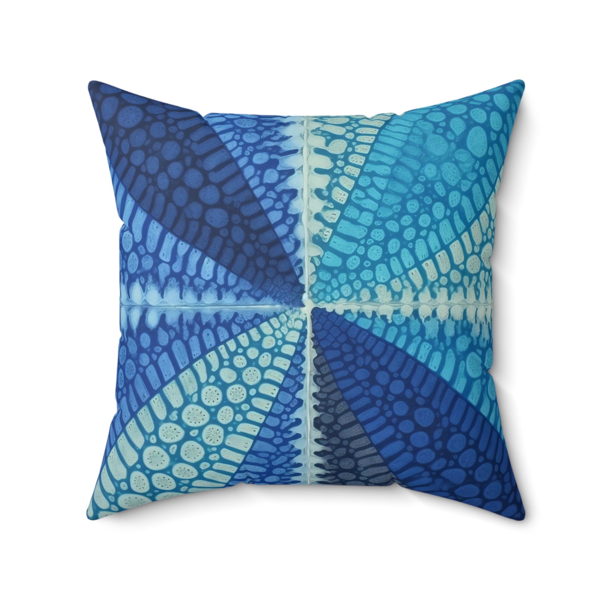 Shibori Star Tie Dye Faux Suede Square Pillow, Great Mix of Blue That ...