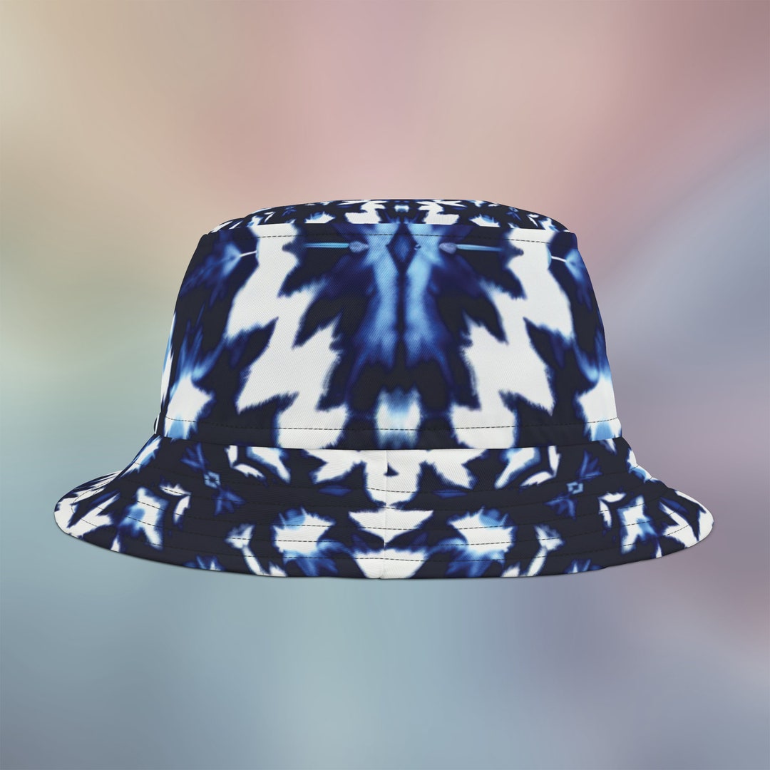 Shibor Tie Dye Print Bucket Hat, Great Indigo Color and Fun Style ...