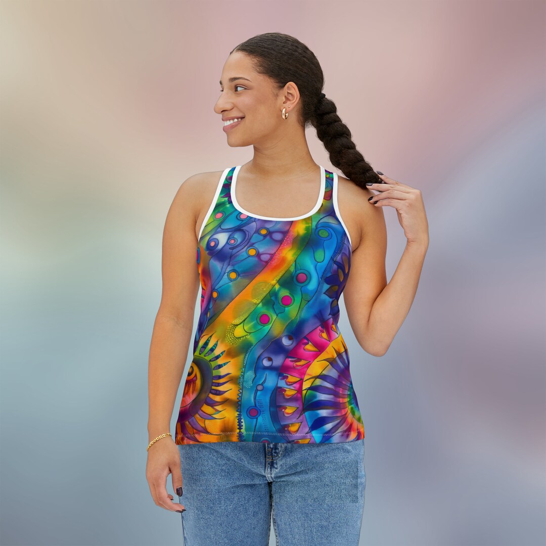 Zentangle Tie Dye Tank, Graphic Print Women's Tank Top.one of a Kind ...