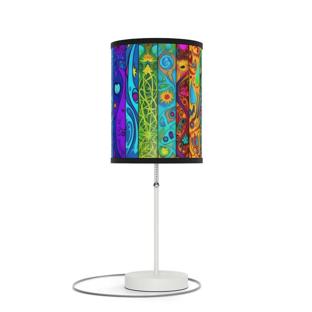 Boho Psychedelic Desk Table Lamp With Cartoon-like Colors and Unique ...