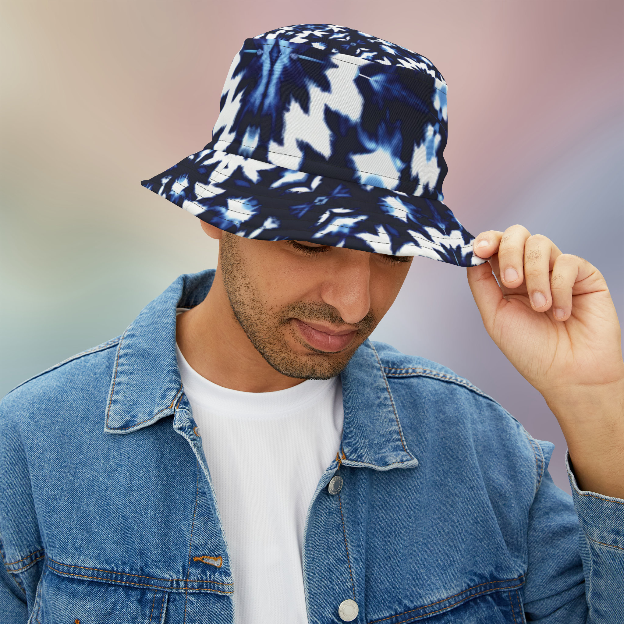 Shibor Tie Dye Print Bucket Hat, Great Indigo Color and Fun Style ...
