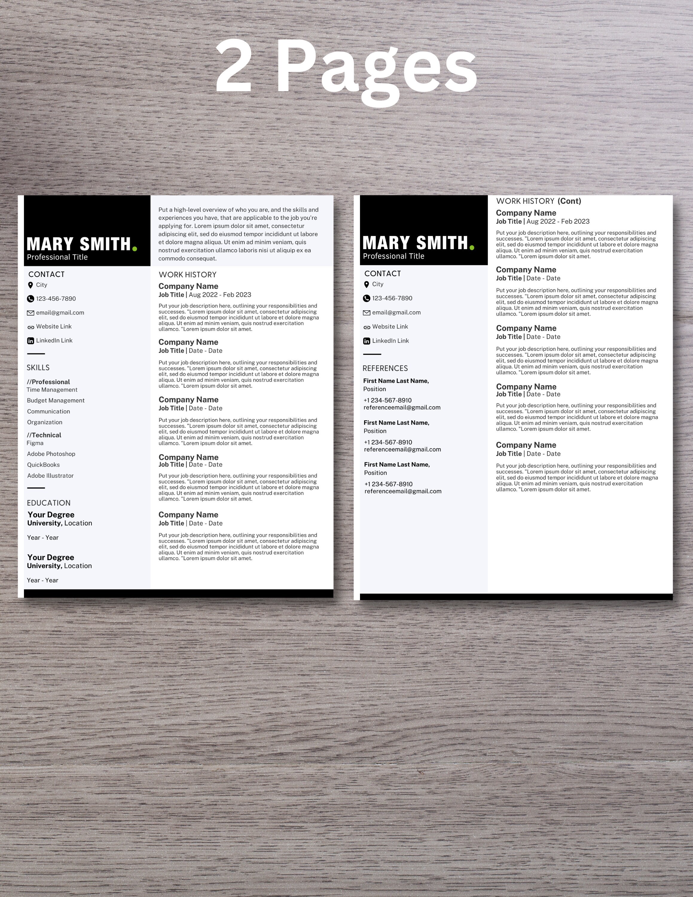 Clean Resume Template for Canva | Minimalist Executive CV Design | Bold ...