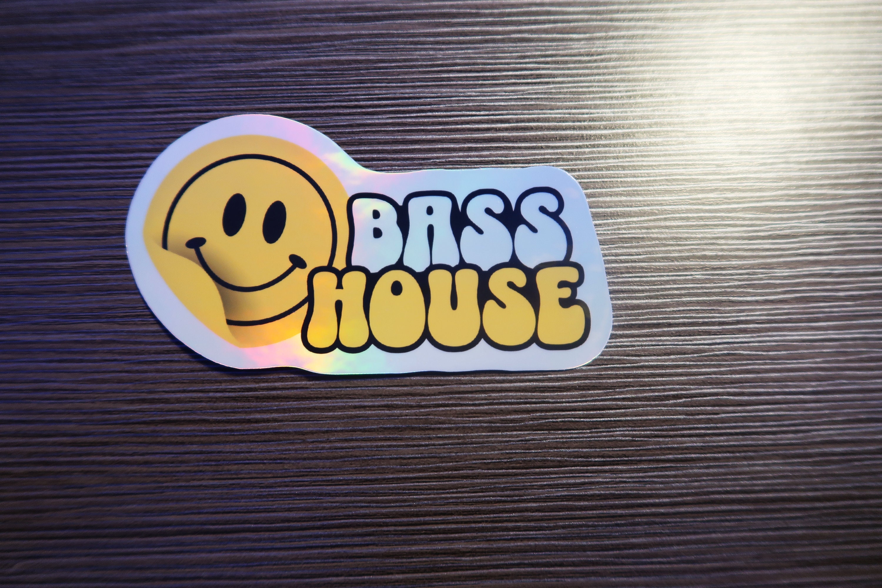 Bass House Smiley Holographic Sticker EDM Holo Sticker, Weatherproof ...