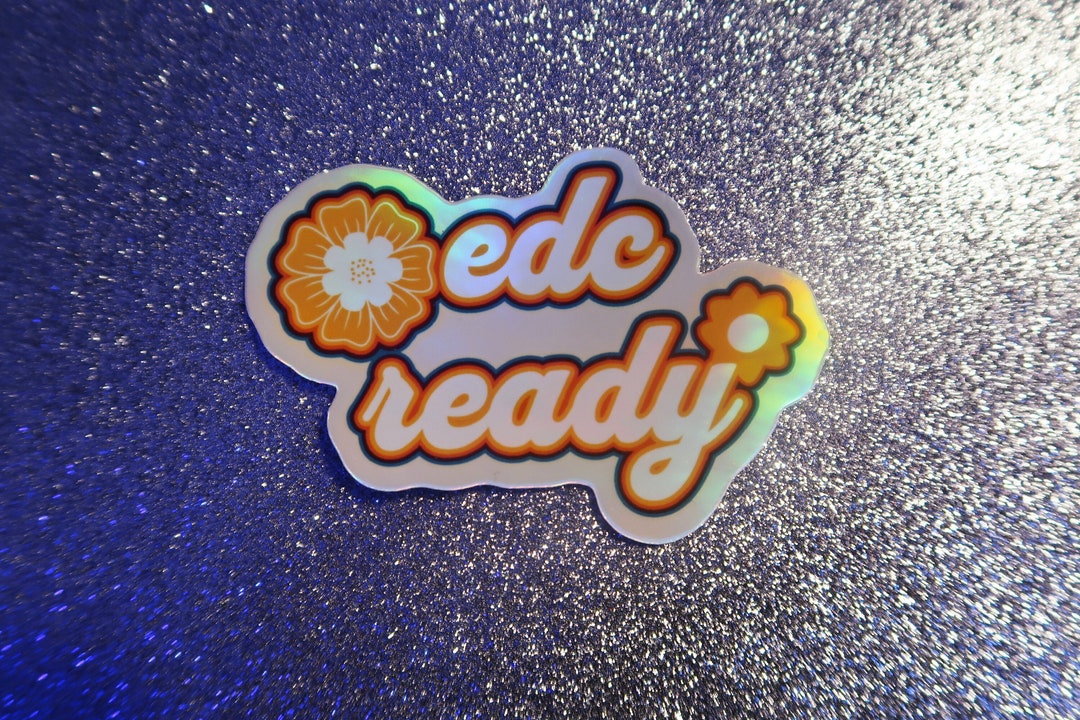 Holographic EDC Sticker Electric Daisy Sticker, Weatherproof Vinyl ...