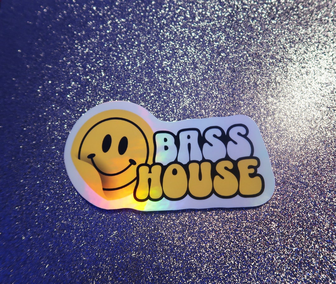 Bass House Smiley Holographic Sticker EDM Holo Sticker, Weatherproof ...